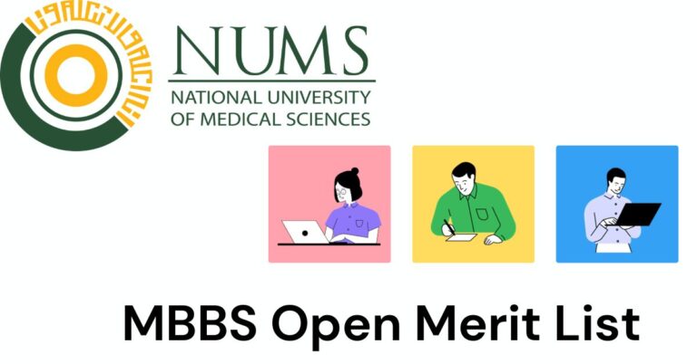 NUMS MBBS Open Merit List 2024 Online Check